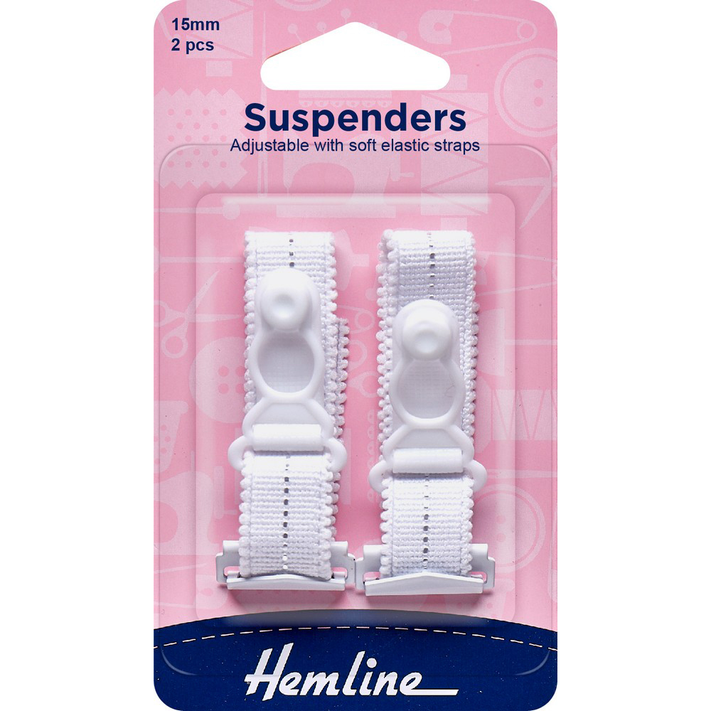 Suspenders 15mm X 170mm 5 8 X 6 5 8 White 2 Pcs Hemline